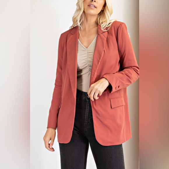 glam | Jackets & Coats | Glam Satin Blazer In Rust New | Poshmark